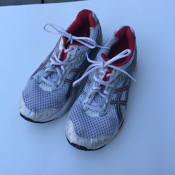 Asics | Shoes | White And Red Asics | Poshmark